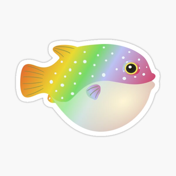 "puffer fish blow fish cute pufferfish rainbow" Sticker for Sale by ...