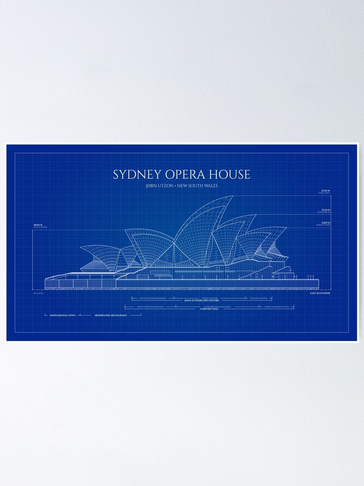 "Sydney Opera House (Blueprint)" Poster for Sale by BGALAXY | Redbubble