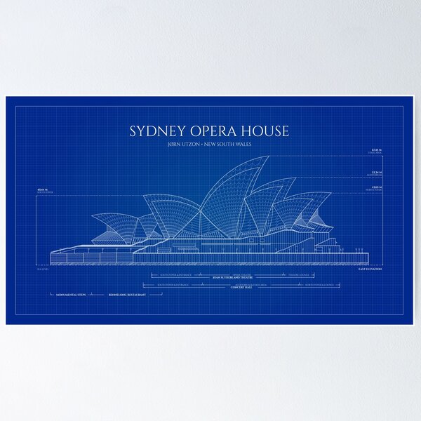 "Sydney Opera House (Blueprint)" Poster for Sale by BGALAXY | Redbubble