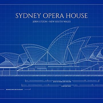 "Sydney Opera House (Blueprint)" Poster for Sale by BGALAXY | Redbubble
