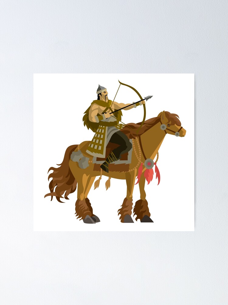 "mongolian rider archer with bow and arrow calvary" Poster for Sale by ...