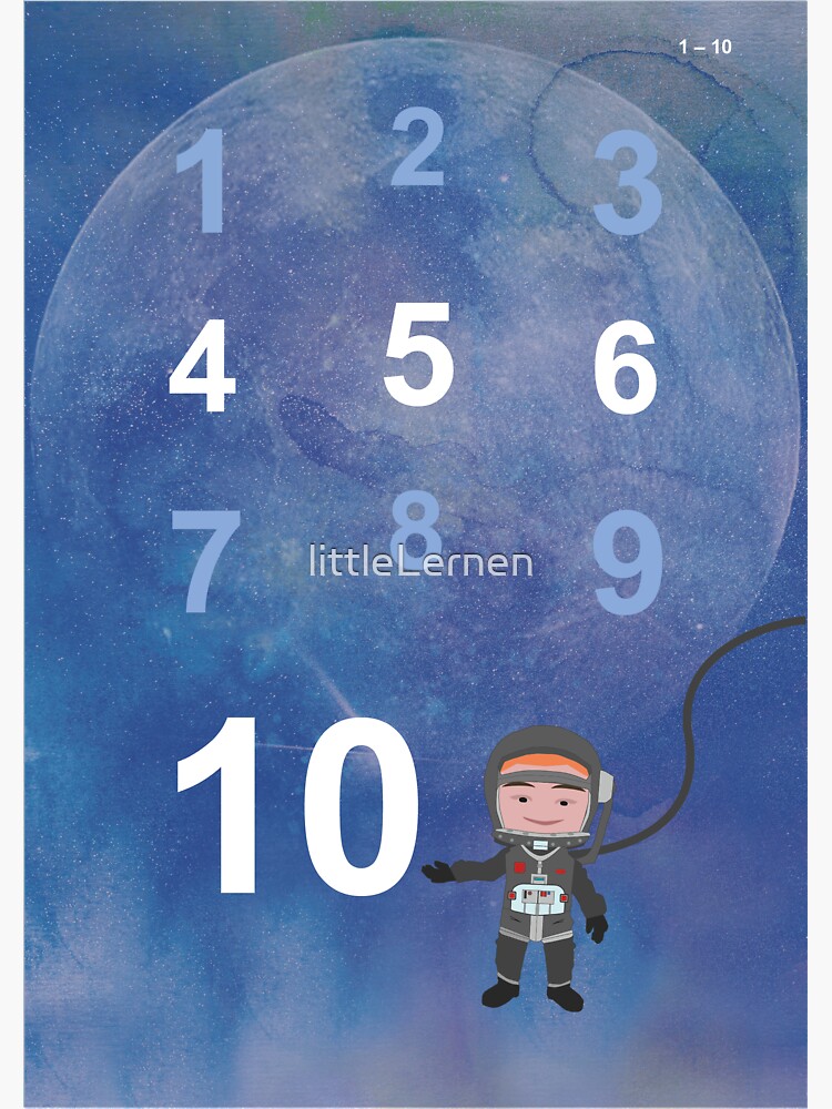 "Astronaut numbers 1-10" Sticker for Sale by littleLernen | Redbubble