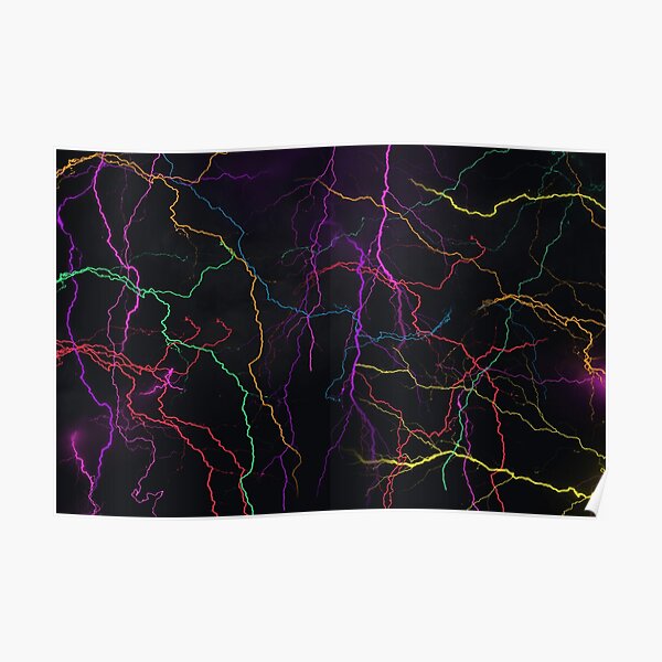 "Multi-colored lightning" Poster for Sale by Zip-Zup | Redbubble