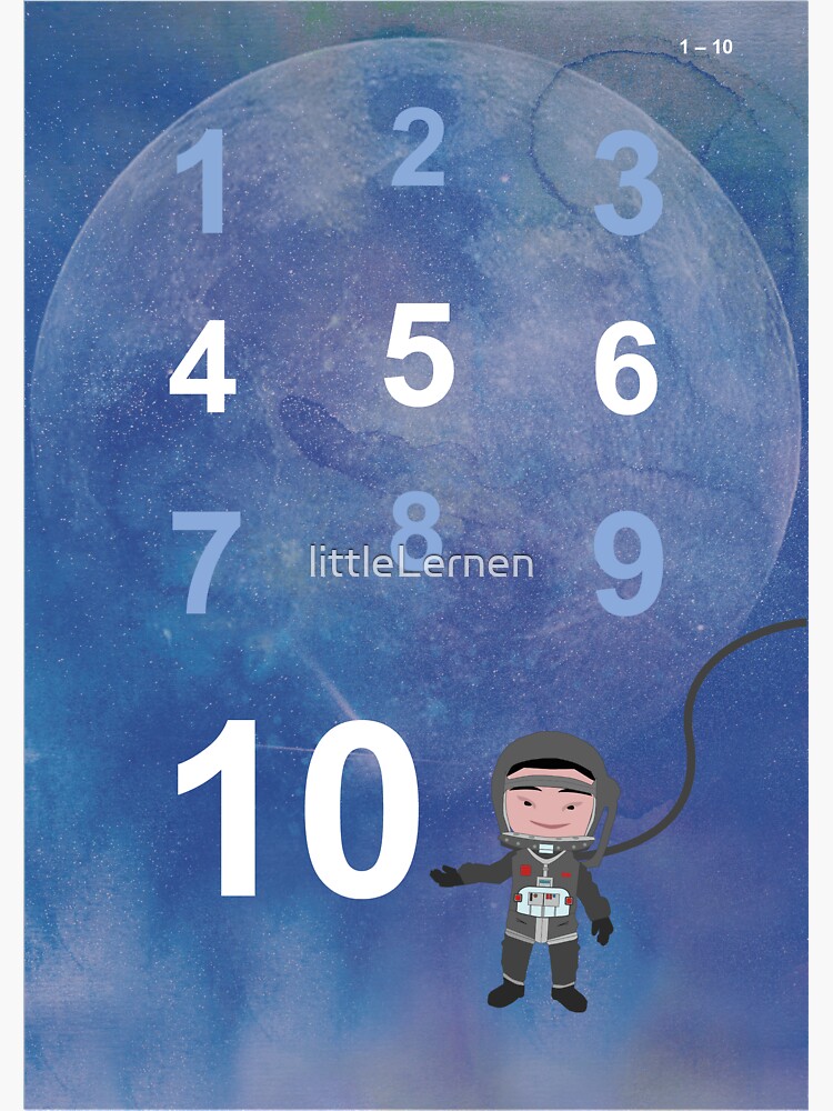 "Astronaut numbers 1-10" Sticker for Sale by littleLernen | Redbubble
