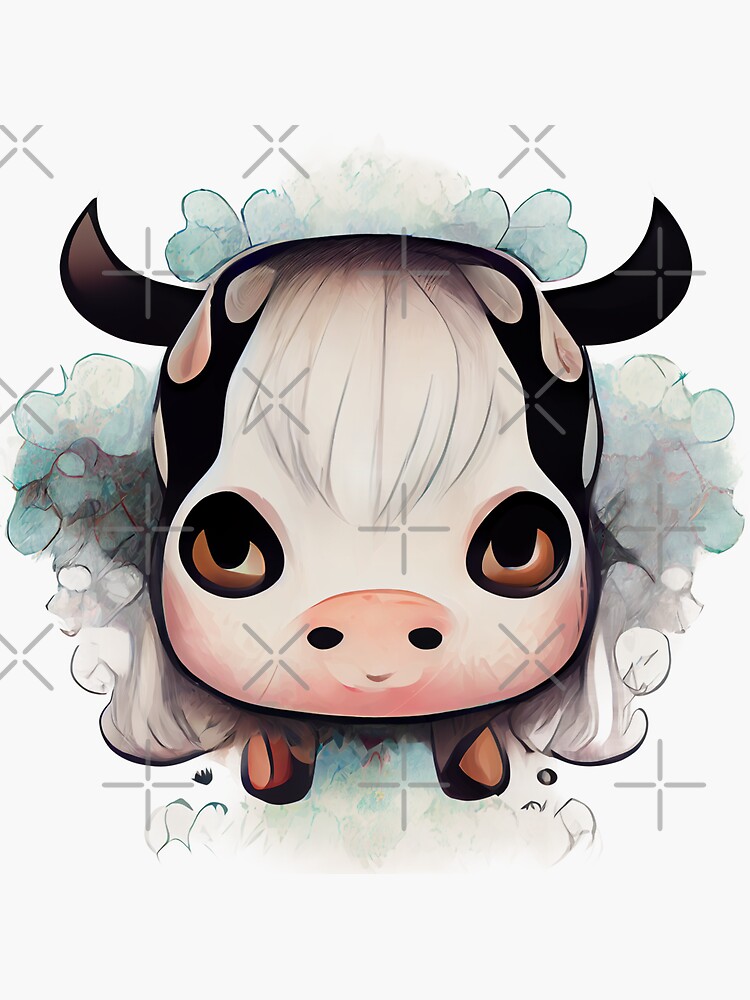 "Chibi cow" Sticker for Sale by Bratak | Redbubble