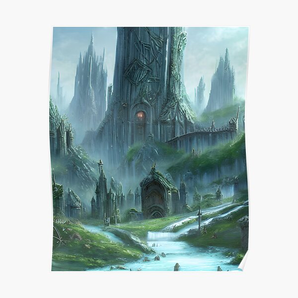 "Elven City" Poster for Sale by AzurionAI | Redbubble