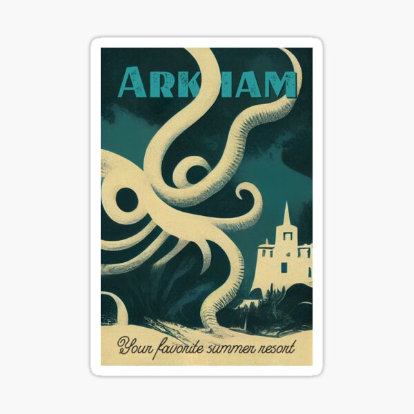 "Arkham. Vintage Lovecraftian Travel Poster" Sticker for Sale by ...