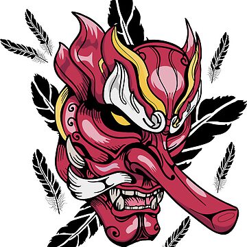 "Oni Mask Sticker" Sticker for Sale by daboisan | Redbubble