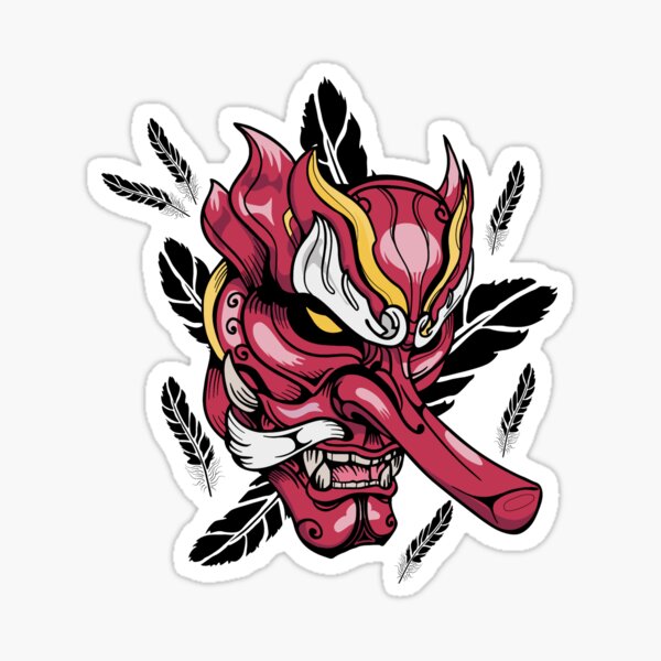 "Oni Mask Sticker" Sticker for Sale by daboisan | Redbubble