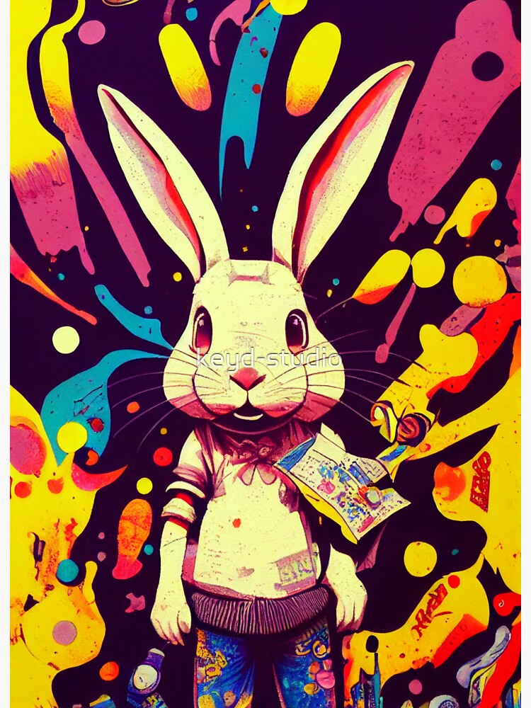 "Rabbit colorful graffiti" Sticker for Sale by keyd-studio | Redbubble
