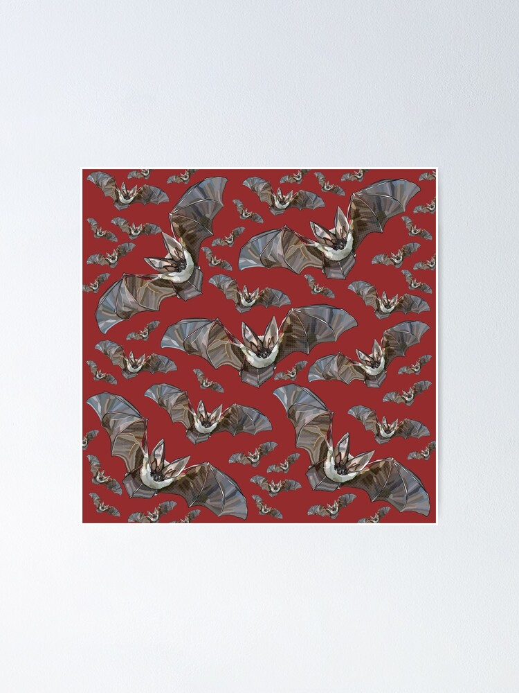 "Red Bats by BeeFoxTree, Long Eared Bats, Mustard Bats" Poster for Sale ...