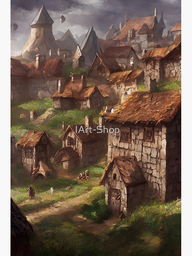 "Medieval village, fantasy, conceptual art, digital art," Poster for ...