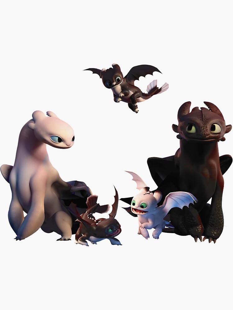 "How to Train Your Dragon 3 Night Fury Family" Sticker for Sale by ...