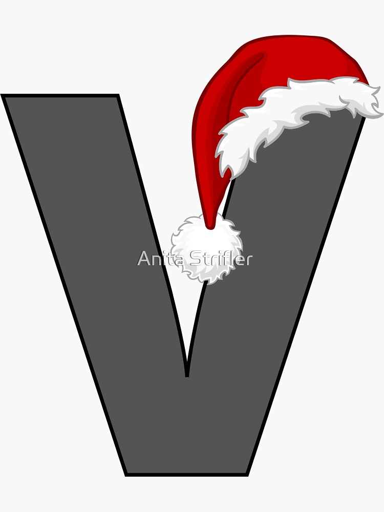 "Christmas Letter V with Santa Hat" Sticker for Sale by anitastrifler ...