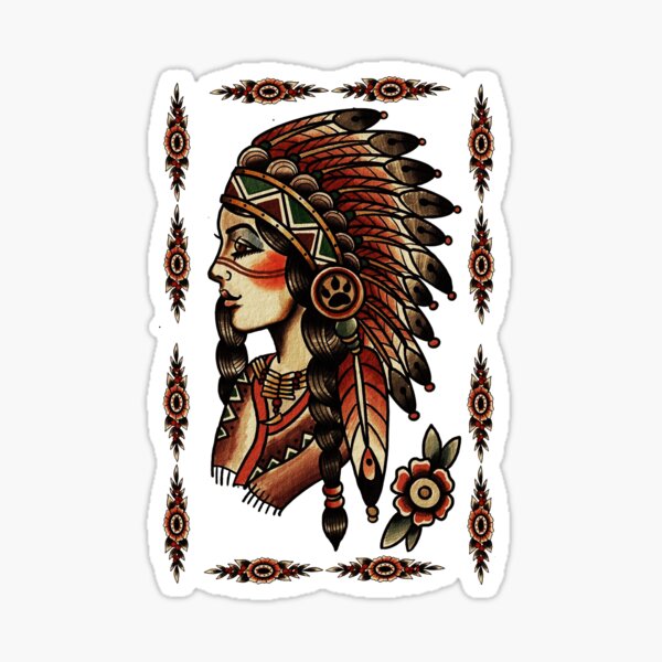 "Traditional Beautiful red Indian and Mandala Tattoo" Sticker for Sale ...