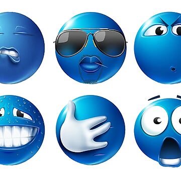 "Blue Emoji " Sticker for Sale by pun-yetuh | Redbubble