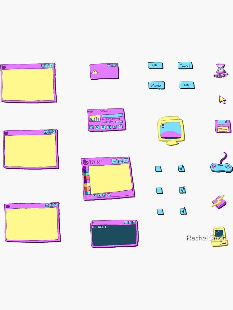 "Vaporwave Win95 Retro Sticker Sheet" Sticker for Sale by Moosader ...