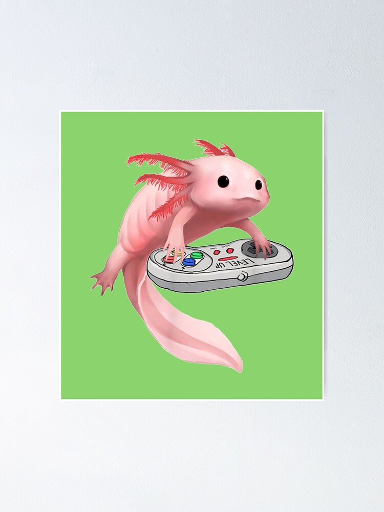 "Axolotl Fish Playing Video Game " Poster for Sale by RickSchoen ...