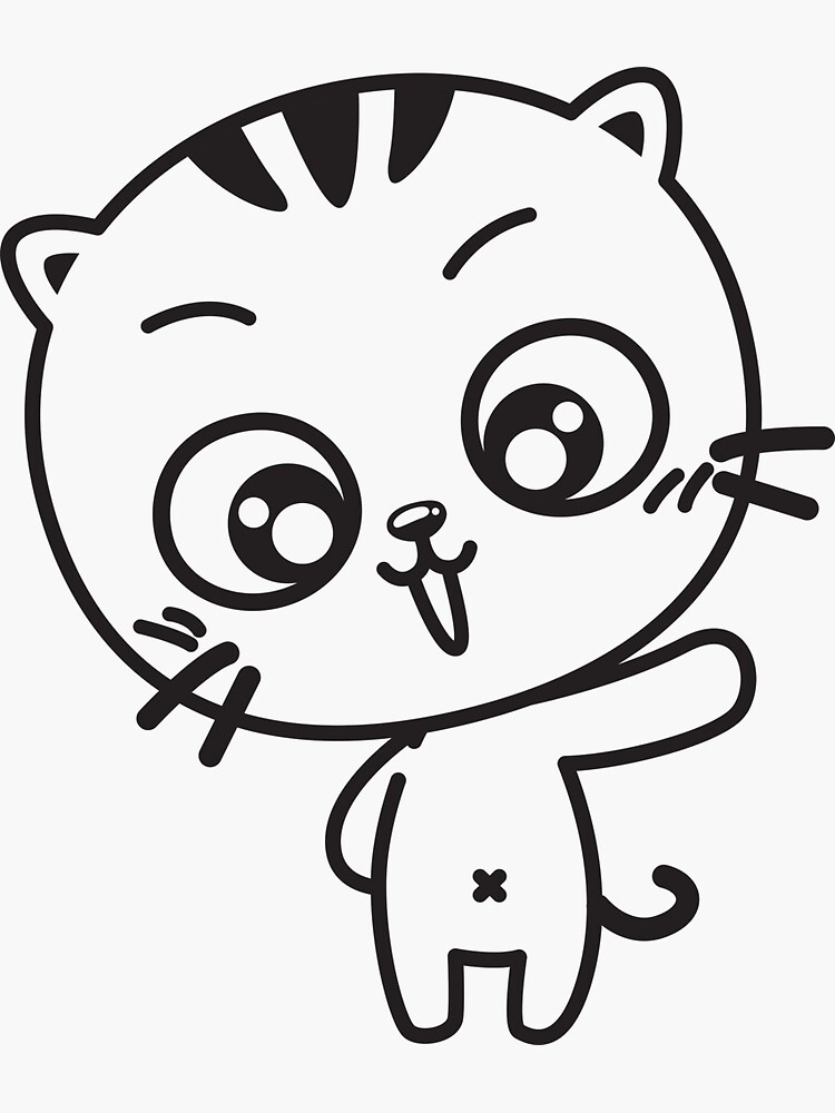 "cute little kitty line art" Sticker for Sale by LineArtDrawing | Redbubble
