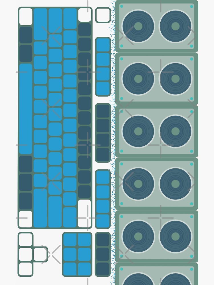 "Aesthetic Keyboard And Speakers Bright Blue" Sticker for Sale by ...