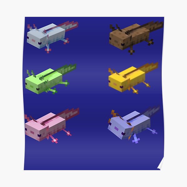 "minecraft axolotls pack " Poster for Sale by GeovaGoodwin | Redbubble