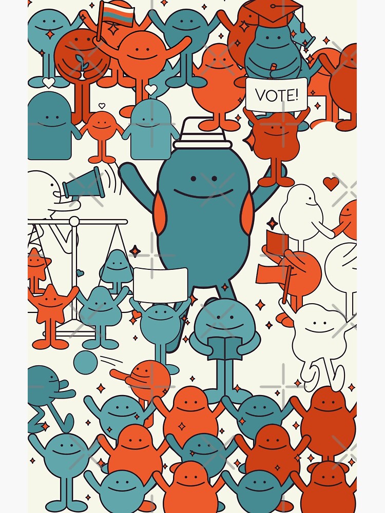 " Cartoon Community Cyan Orange" Sticker for Sale by Designs-io | Redbubble