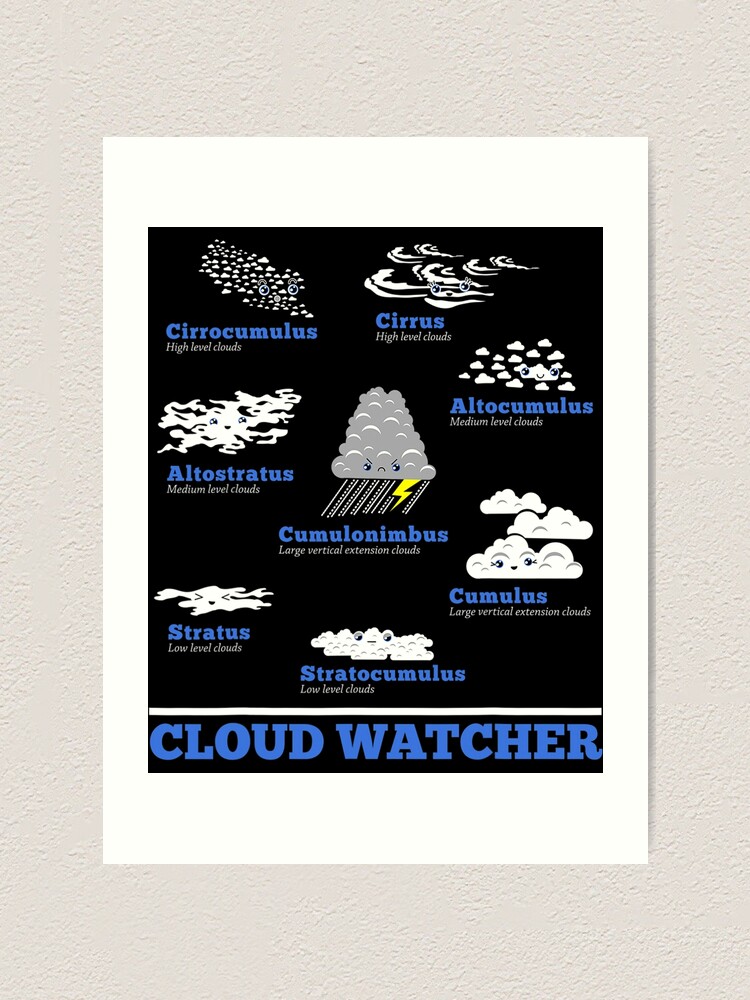 "Cloud Watcher Cloud Types Science Student Teacher Cute Faces" Art ...