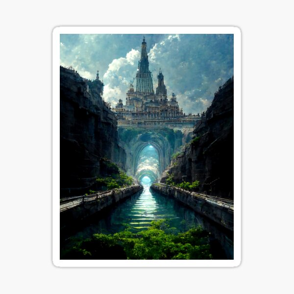 "Magical Waterfall Kingdoms" Sticker for Sale by TheHouseMaster | Redbubble