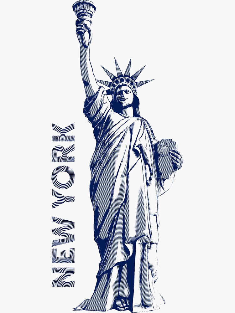 "Liberty, New York - Linegraphic Popart - Freiheitsstatue, USA" Sticker ...