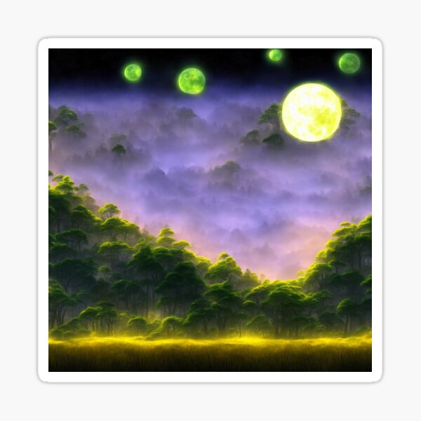 "Lush alien jungle landscape with five moons" Sticker for Sale by ...