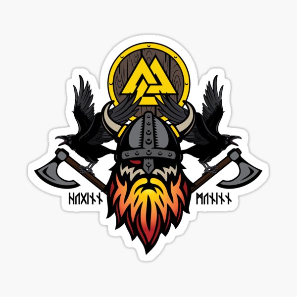"Odin with Huginn & Muninn" Sticker for Sale by darthkaos | Redbubble