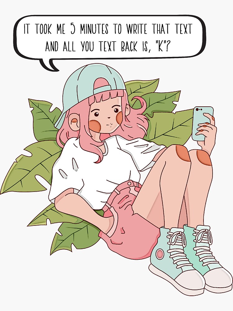 "Texting Anime Girl Comic Cell Phone" Sticker for Sale by ...