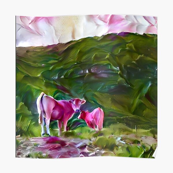 "Acrylic Pink Cows" Poster for Sale by Aestheticlanart | Redbubble