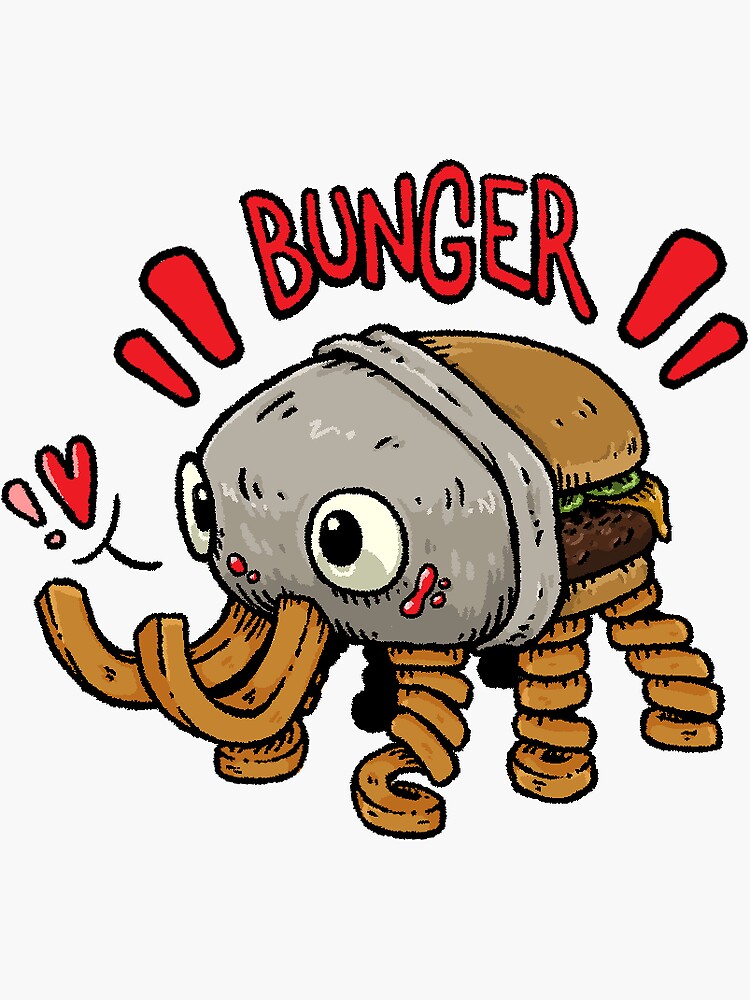 "Bunger!" Sticker for Sale by gorebage | Redbubble