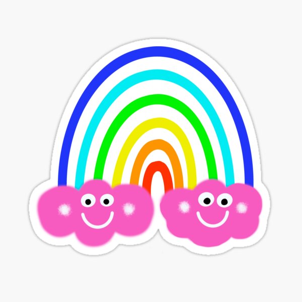 "Smiley Rainbow clouds" Sticker for Sale by Lollytotz | Redbubble