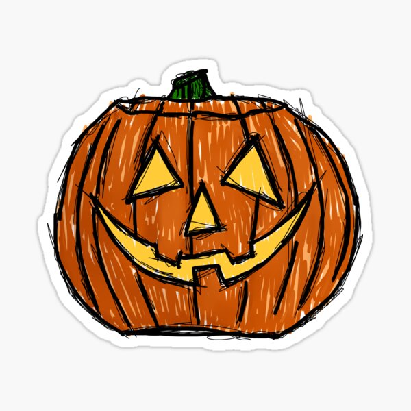 "Dark and Gritty Jack o Lantern Carved Pumpkin in Color" Sticker for ...