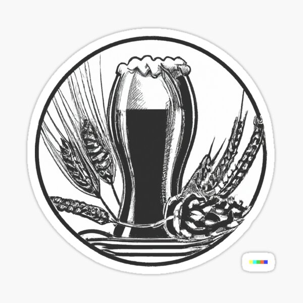 "Vintage style beer logo with barley and hops" Sticker for Sale by ...