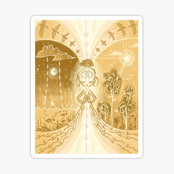 "Golden Gaia Meditation " Sticker for Sale by venus-angelica | Redbubble