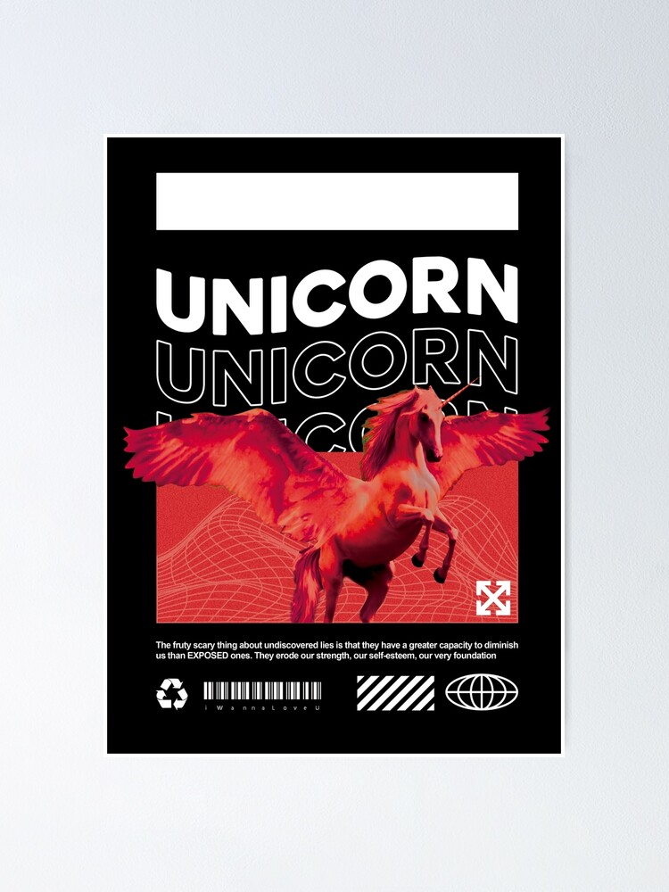 "Red Unicorn - Streetwear Design" Poster for Sale by Penxilstudio ...