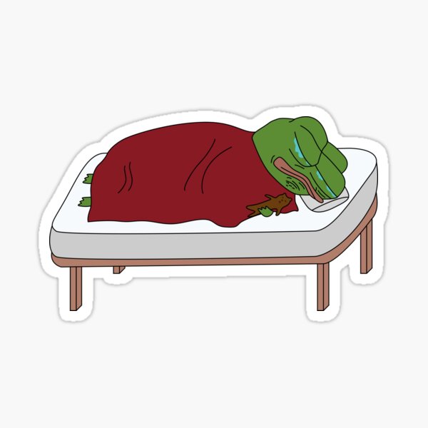 "Crying Peepo in bed" Sticker by Zinex | Redbubble