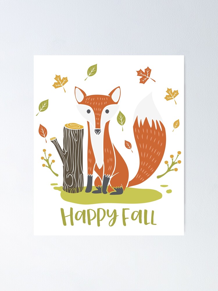 "Happy Fall Fox" Poster by heartlocked | Redbubble