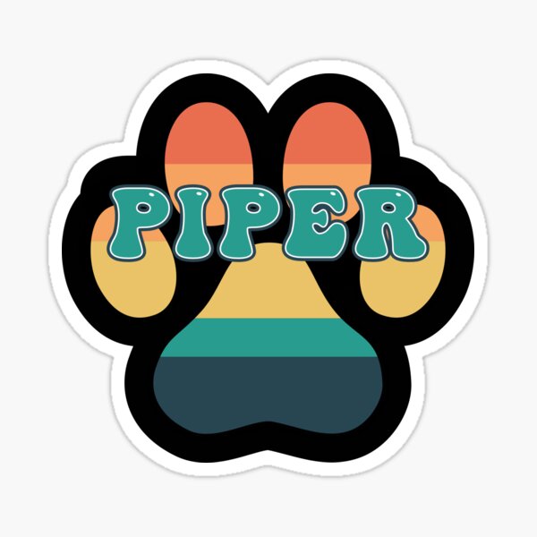 "Piper Dog Name Vintage Sunset Paw Prints on Black - Piper Dog Name ...