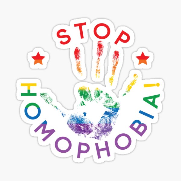 "LGBT flag colors handprint stop homophobia sign" Sticker for Sale by ...