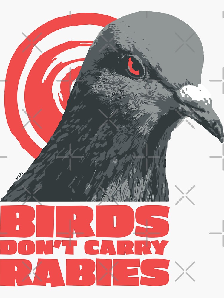 "Birds don't carry rabies" Sticker for Sale by Sean-Chinery | Redbubble