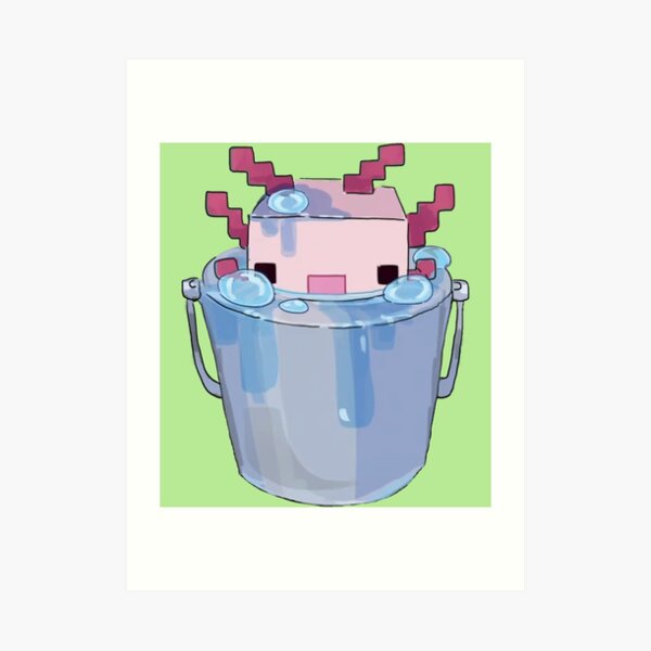 "Cute Axolotl Bucket - Minecraft Concept Art" Art Print for Sale by ...