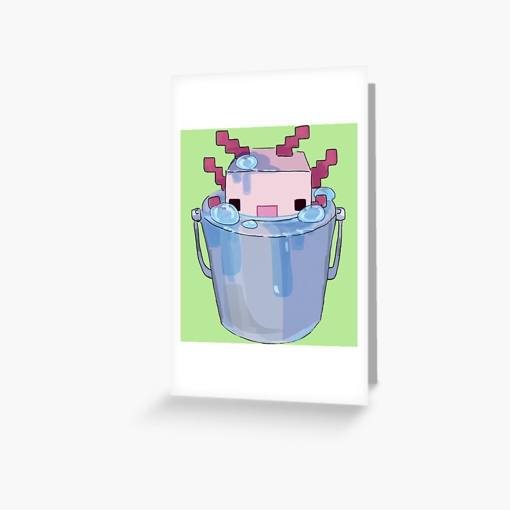 "Cute Axolotl Bucket - Minecraft Concept Art" Greeting Card for Sale by ...
