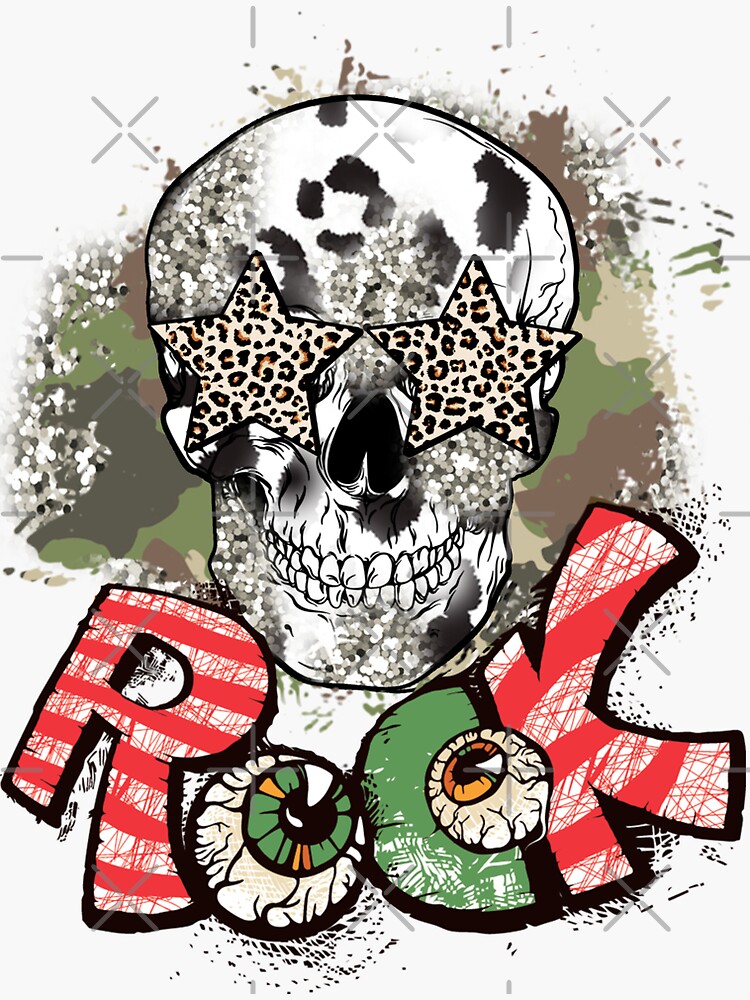 "Funny Rocker Skeleton Halloween" Sticker for Sale by SilvinaNoemi ...