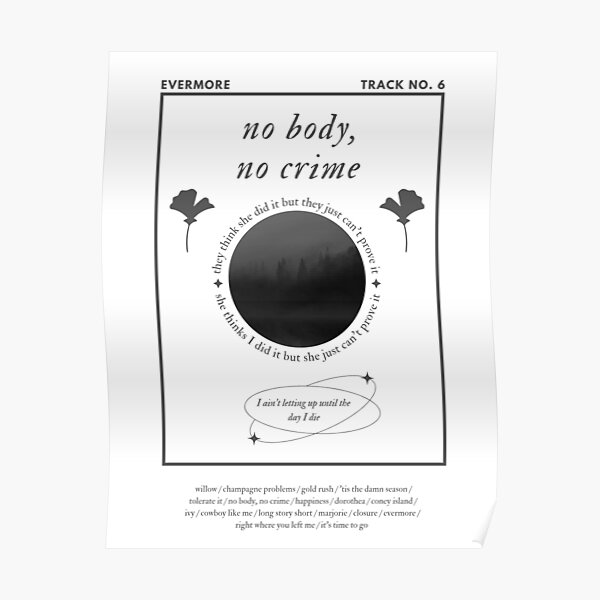 "No Body, No Crime – Taylor Swift" Poster for Sale by deiachy | Redbubble