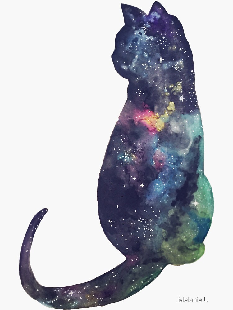 "Galaxy cat painting" Sticker for Sale by melaniesartnyc | Redbubble