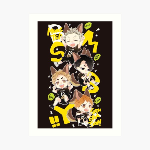"Haikyuu Black Jackals Bokuto, Atsumu, Sakusa and Hinata" Art Print for ...